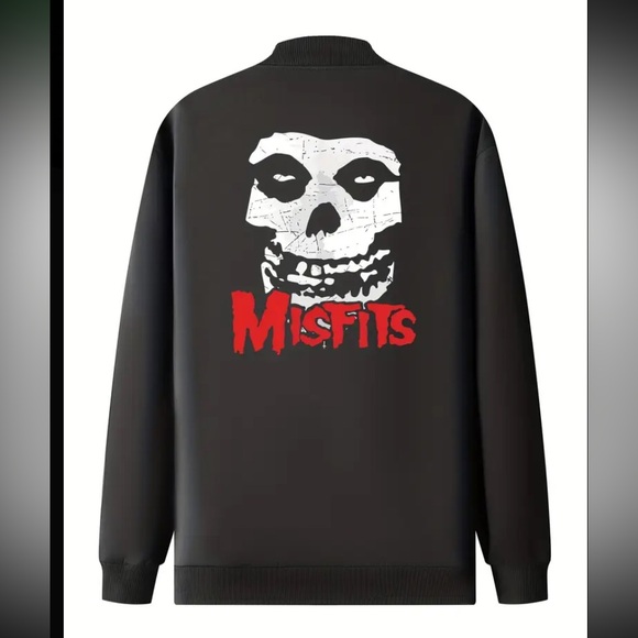 Shirts | Misfits Black Jacket With Skull Logo Suze Large | Poshmark